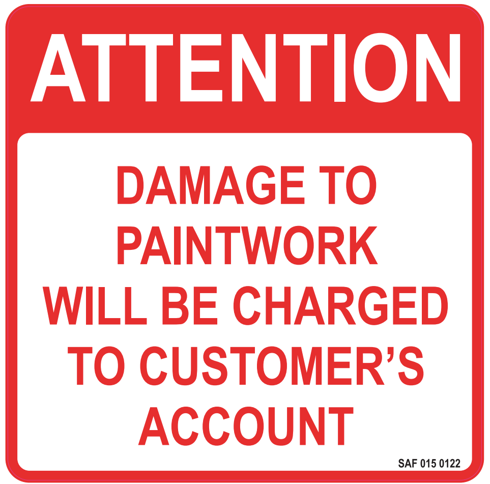 SAME DAY DISPATCH! Attention Damage To Paintwork Will Be Charged Decal ...