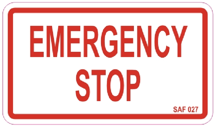 Emergency Stop White Decal - 110mm x 65mm – Vehicle Safe