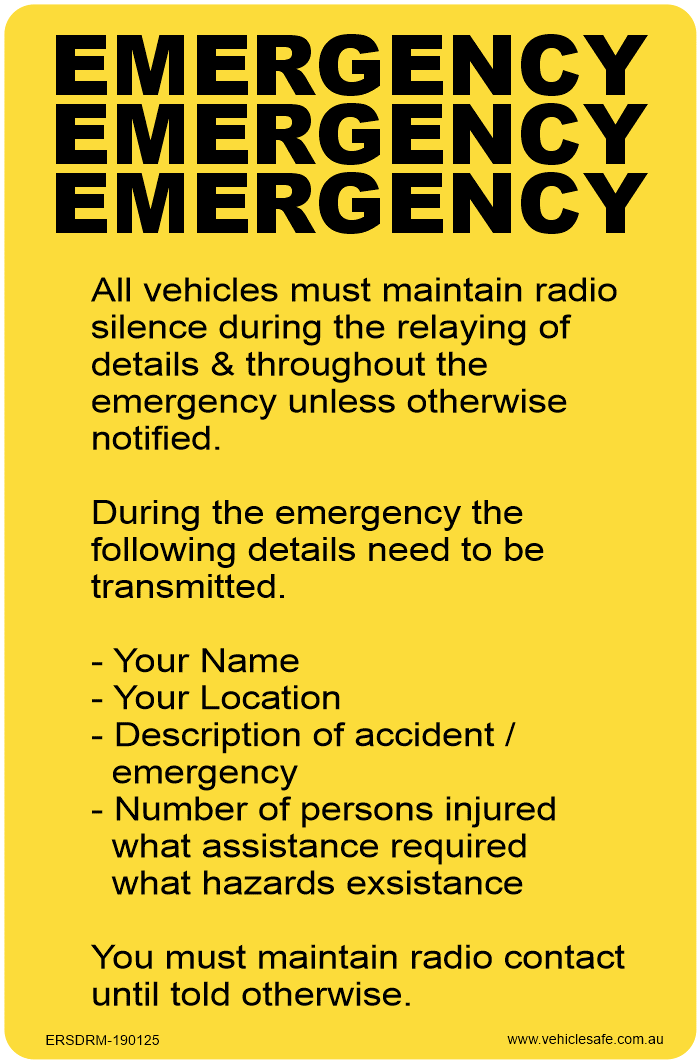 Emergency Radio Silence Decal - 190mm x 125mm – Vehicle Safe