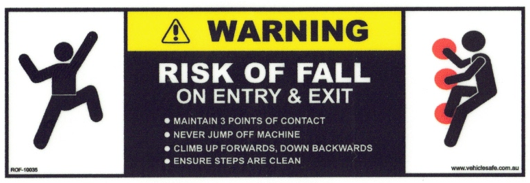 Warning Risk of Fall Decal - 100mm x 35mm – Vehicle Safe