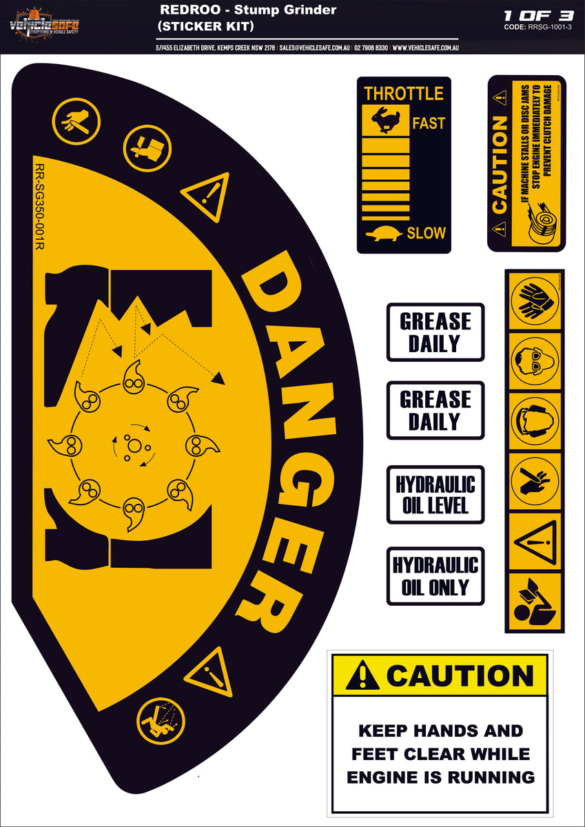 Redroo Stump Grinder Sticker Kit – Vehicle Safe