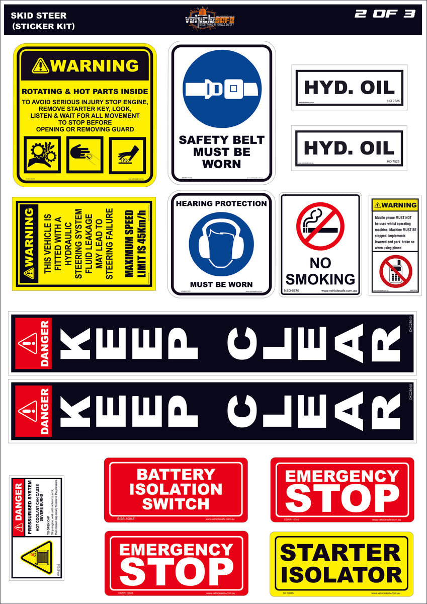 Skid Steer Safety Sticker Kit – Vehicle Safe