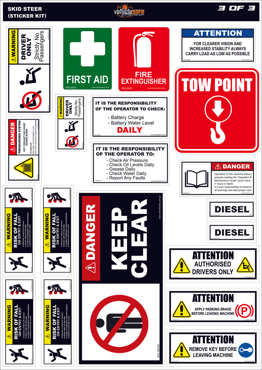 Skid Steer Safety Sticker Kit – Vehicle Safe