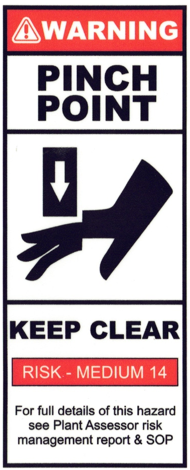 Warning Pinch Point - WPP-50120 50mm x 120mm – Vehicle Safe