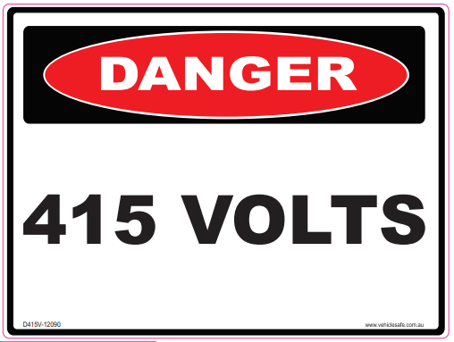 Danger 415 Volt Decal - 120 x 90mm – Vehicle Safe