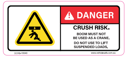 Danger Crush Risk Decal- 100 x 40mm – Vehicle Safe