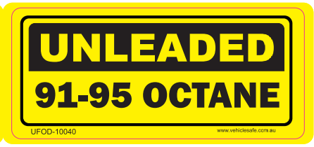 Unleaded 91-95 Octane Decal - 100mm x 40mm – Vehicle Safe